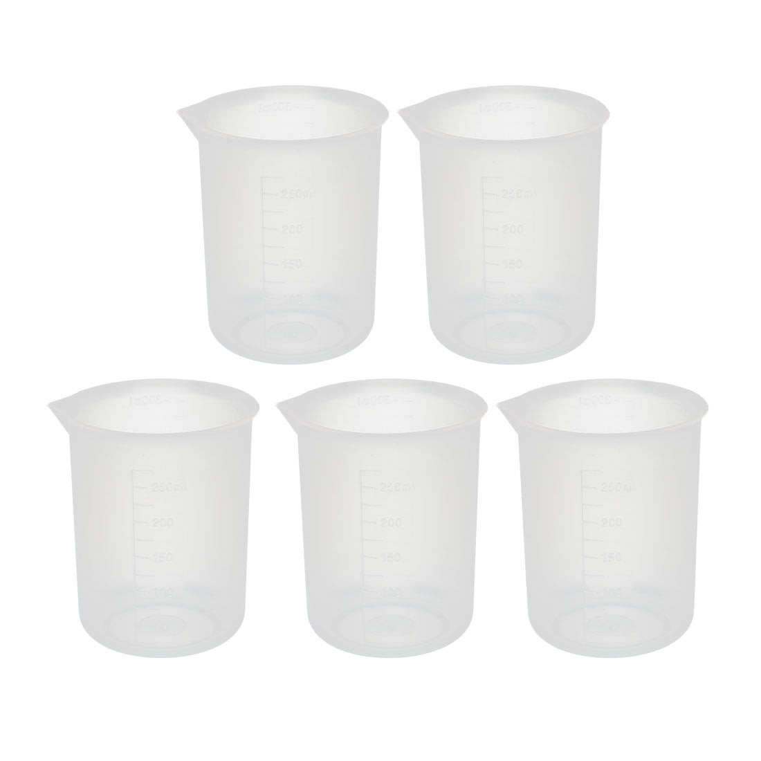 Unique Bargains 5 Pcs 250mL Laboratory Transparent Plastic Liquid ...