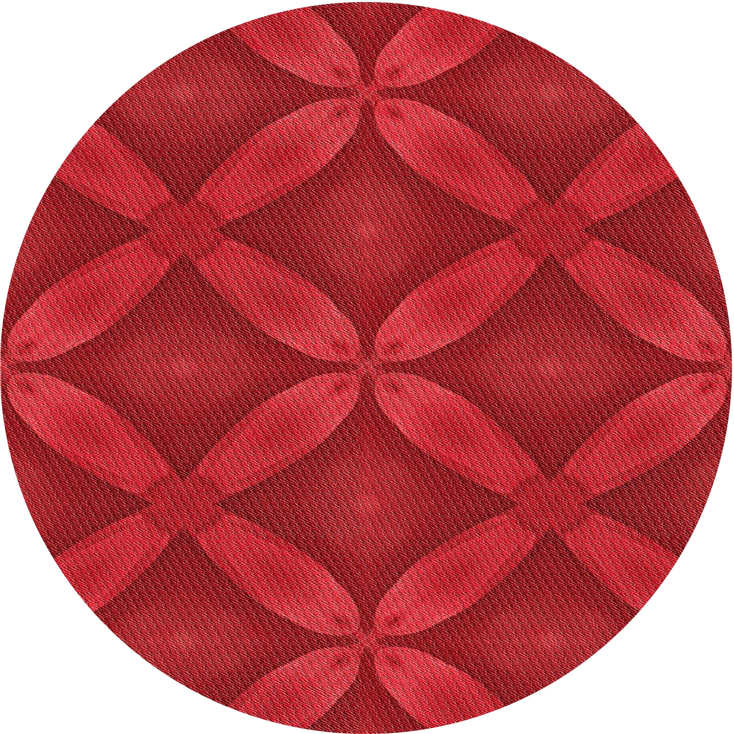 Ahgly Company Indoor Round Patterned Ferrari Red Area Rugs, 8' Round ...