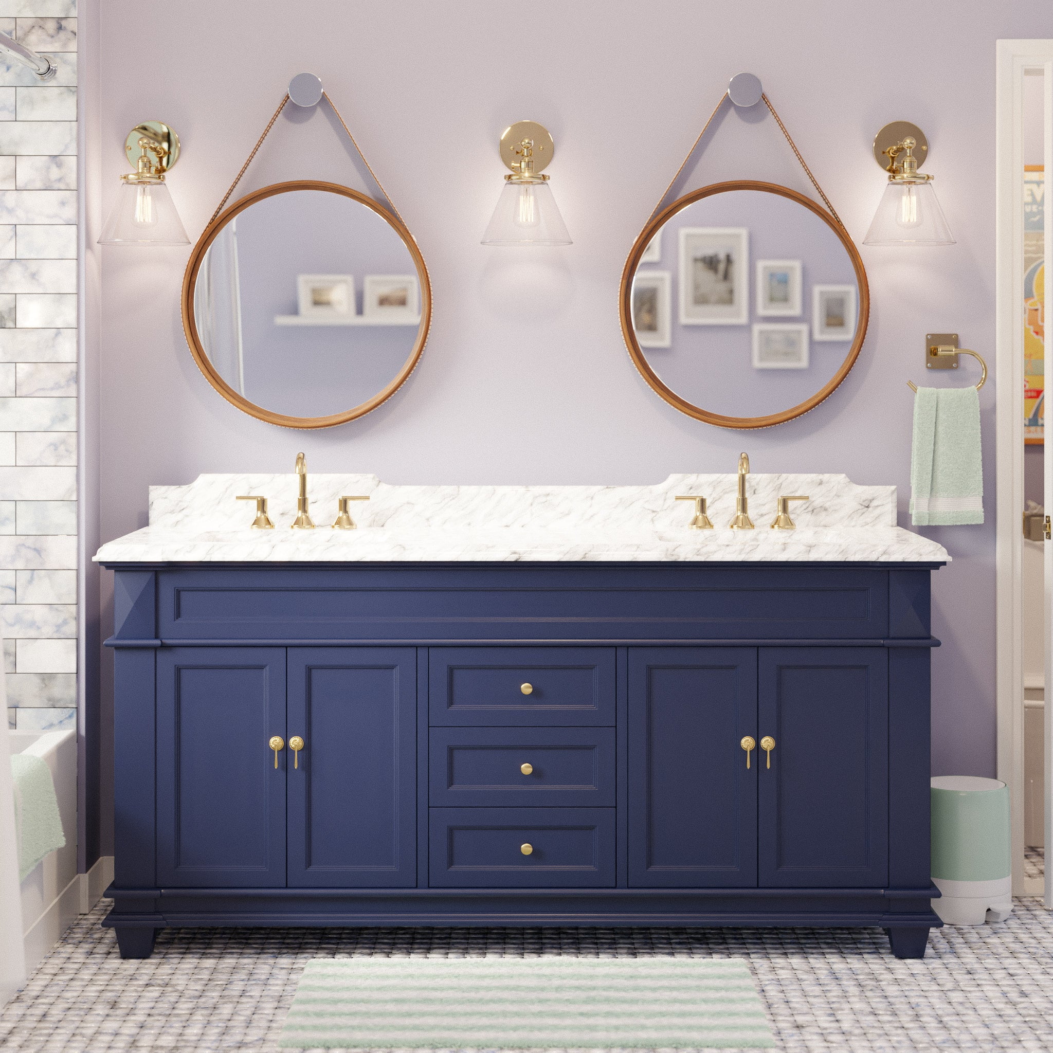 Elizabeth 72" Double Bathroom Vanity with Royal Blue Cabinet and ...