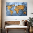 Elephant Stock Azure World Map Wall Art - Horizontal Canvas Wall Art ...