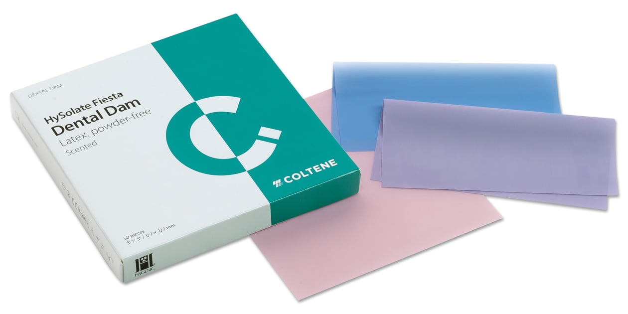 Coltene Whaledent 60034435 HySolate Fiesta Latex Dental Dam 5 x 5 Assorted Medium 52/Pk ...