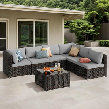 Vcatnet 8 Pieces Outdoor Patio Furniture Sectional Sofa PE Rattan ...