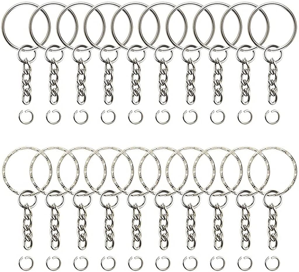 100Pcs Round Keychains Attachment Keyring Keychain Split Jump Rings Bulk Ring DIY Jewelry Key ...