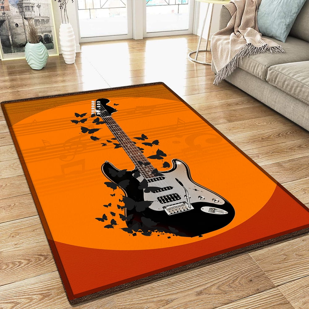 Rectangle Area Rug For Living Room, Bedroom, Electric Guitar Rug Where ...