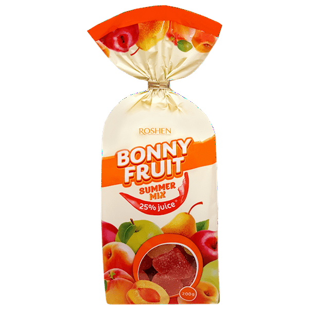 Roshen Bonny Fruit Summer Mix Gummy Candy, Made with 25% Fruit Juice ...