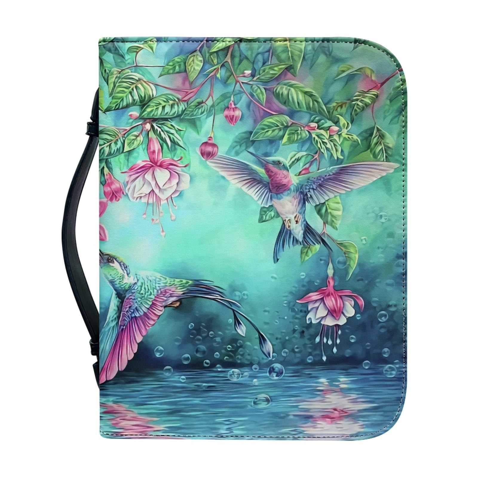 Xoenoiee Retro Floral Hummingbird Pattern Faux Leather Bible Cover for ...