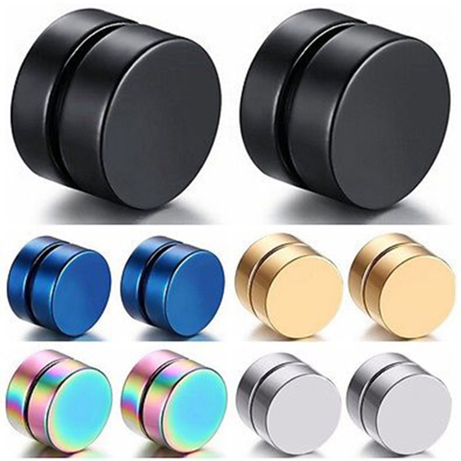 Trayknick Earrings Cool Anti-Rust Punk Style Non Piercing Magnetic Men Ear Studs For Bar Club Black