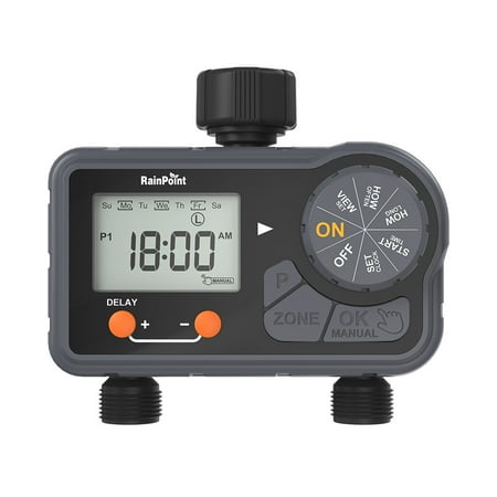 Irrigation Timer 2 Zone, Programmable Pipe Timer 2 Garden Outlet, IP54 ...