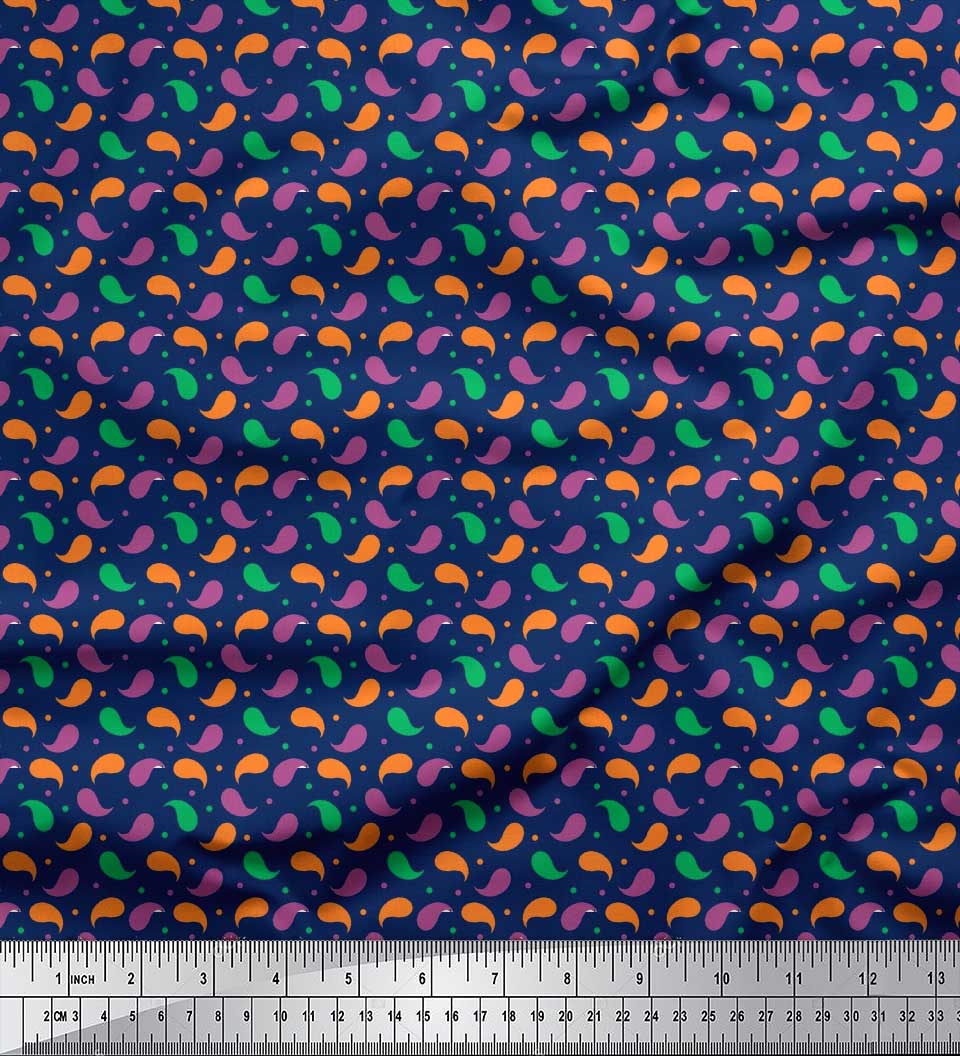 Soimoi Crepe Silk Fabric Dot & Paisley Small Print Fabric by Yard 42 ...