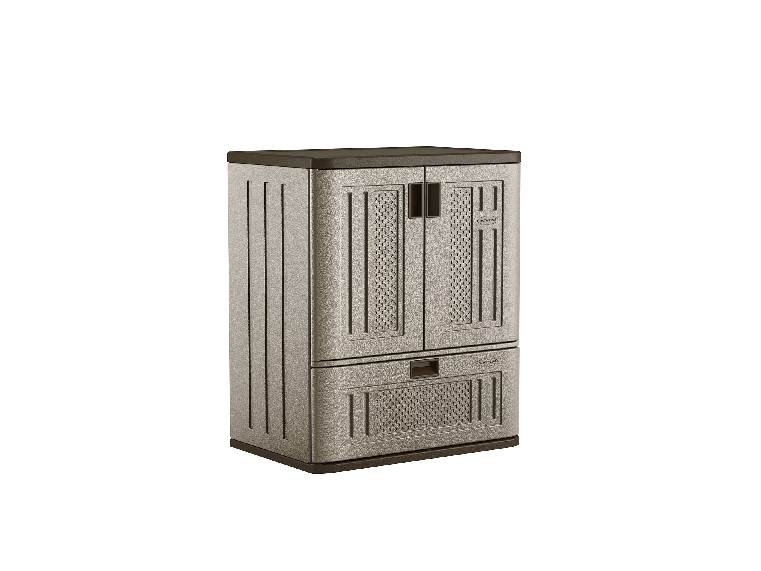 Suncast Single Drawer Resin Base Storage Cabinet, Platinum Metallic ...