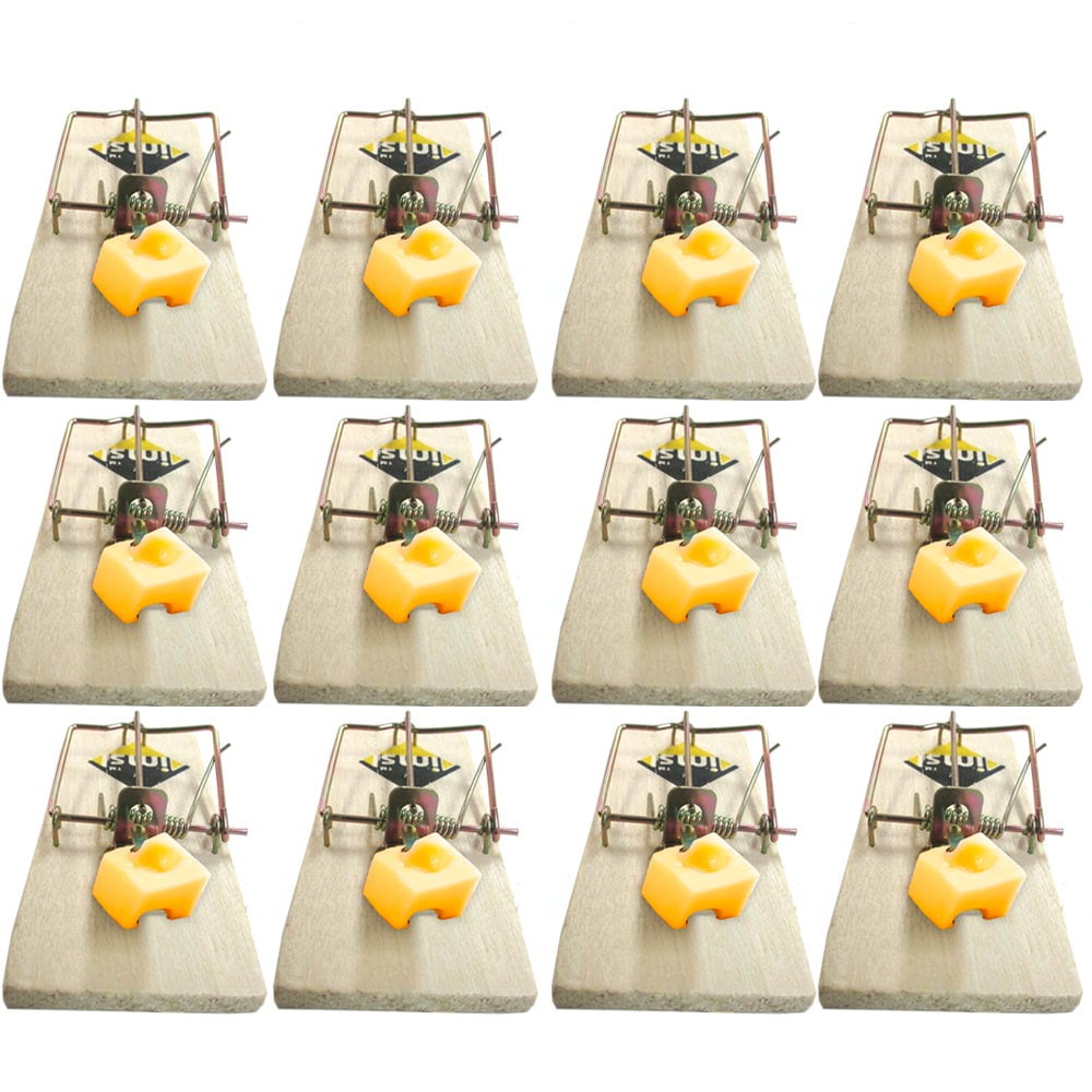 12 Snap Spring Wooden Mouse Traps Rodent Control Rat Mice Bait Trap ...