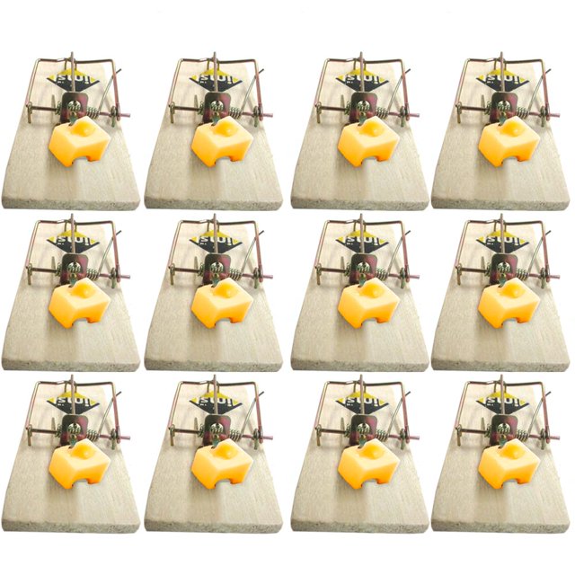 12 Snap Spring Wooden Mouse Traps Rodent Control Rat Mice Bait Trap ...