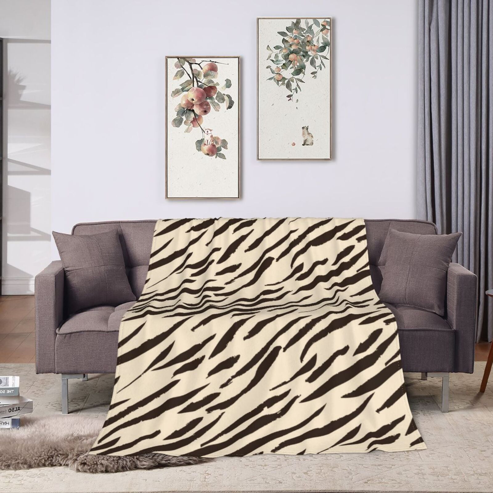 ZNDUO Modern Texture Beige Pattern Throw Blanket, Lightweight Cozy Soft ...