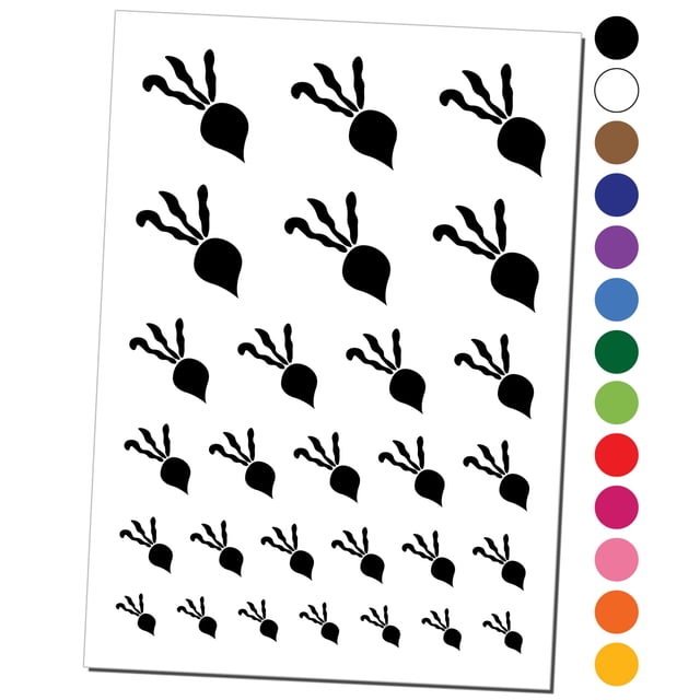 Radish Vegetable Vegetarian Doodle Water Resistant Temporary Tattoo Set ...