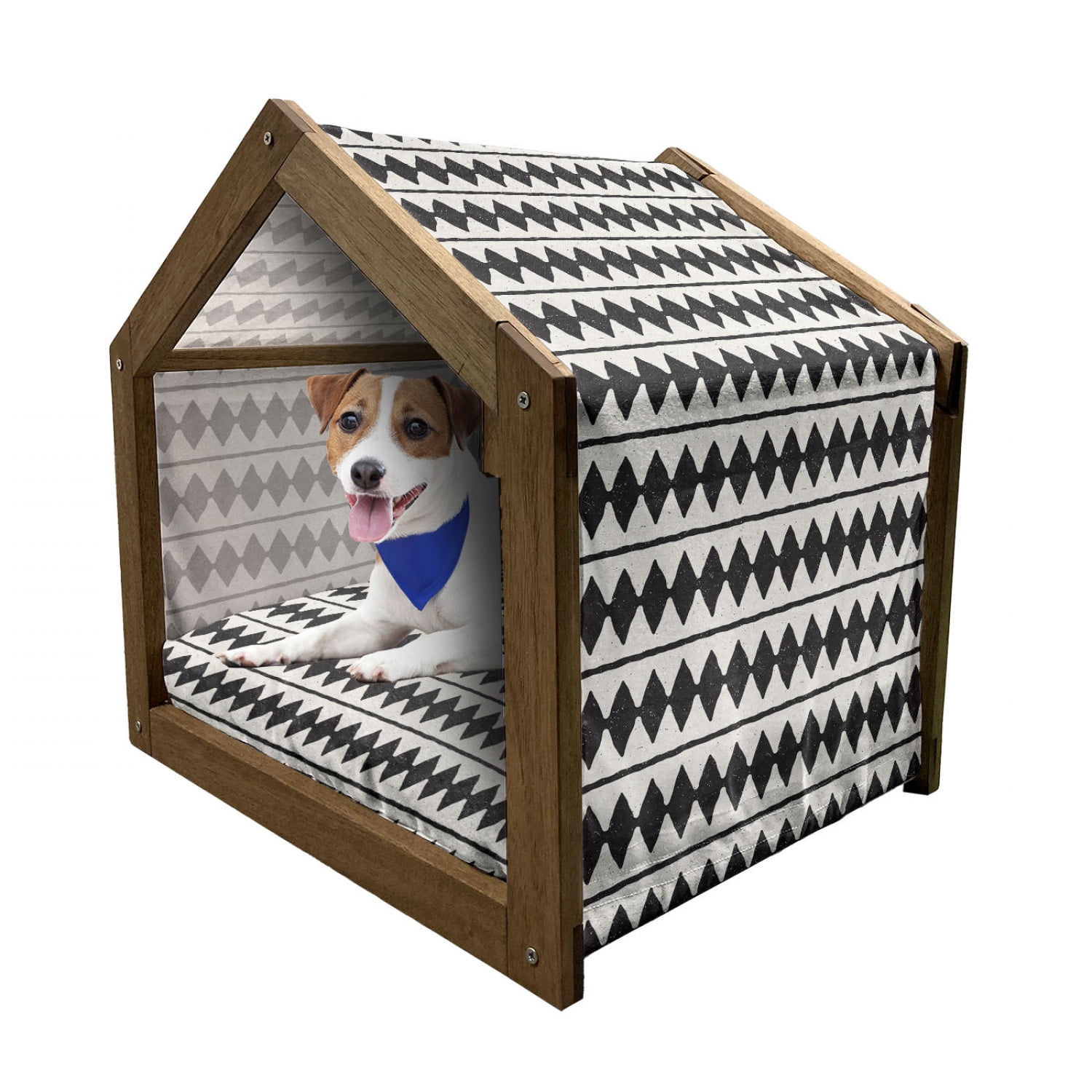 Chevron Pet House, Retro Zigzag Pattern with Horizontal Stripes and ...