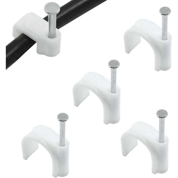 XYCCA 50 Pieces Half Clamps J-Hook with Nail, 0.63 inch White Pex ...