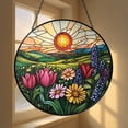 Colorful Garden Flower Stained Glass Style Decorative Window Panel ...