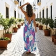 All-Over Print Backless Cross Strap Slip Dress, Loose A-Line Slim Fit ...