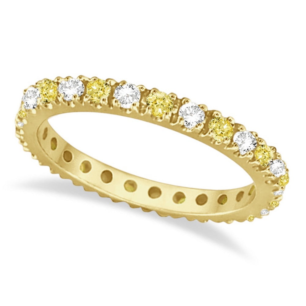 Fancy Yellow Canary and White Diamond Eternity Ring Band 14K Gold 1/2ct ...
