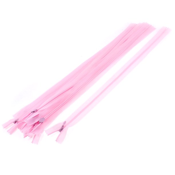 Unique Bargains Pink Invisible Nylon Concealed Zip Zipper 14-inch 10 ...