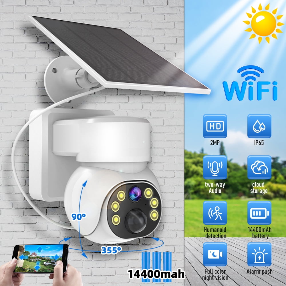 Solar Security Outdoor Wifi Camera, MDHAND Security Wireless Cameras ...