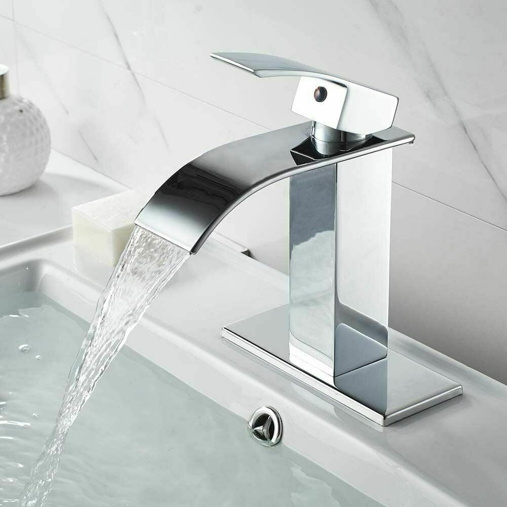 Bathroom Faucet Waterfall Single Handle/Hole Bathroom Sink Faucet 6 ...