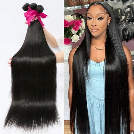 30 34 Pouces Long Épais Indien Cheveux Vierges Bruts Naturels 100% ...