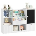 Homfa Kids Bookcase with Chalkboard, Toy Organizer with Removable ...