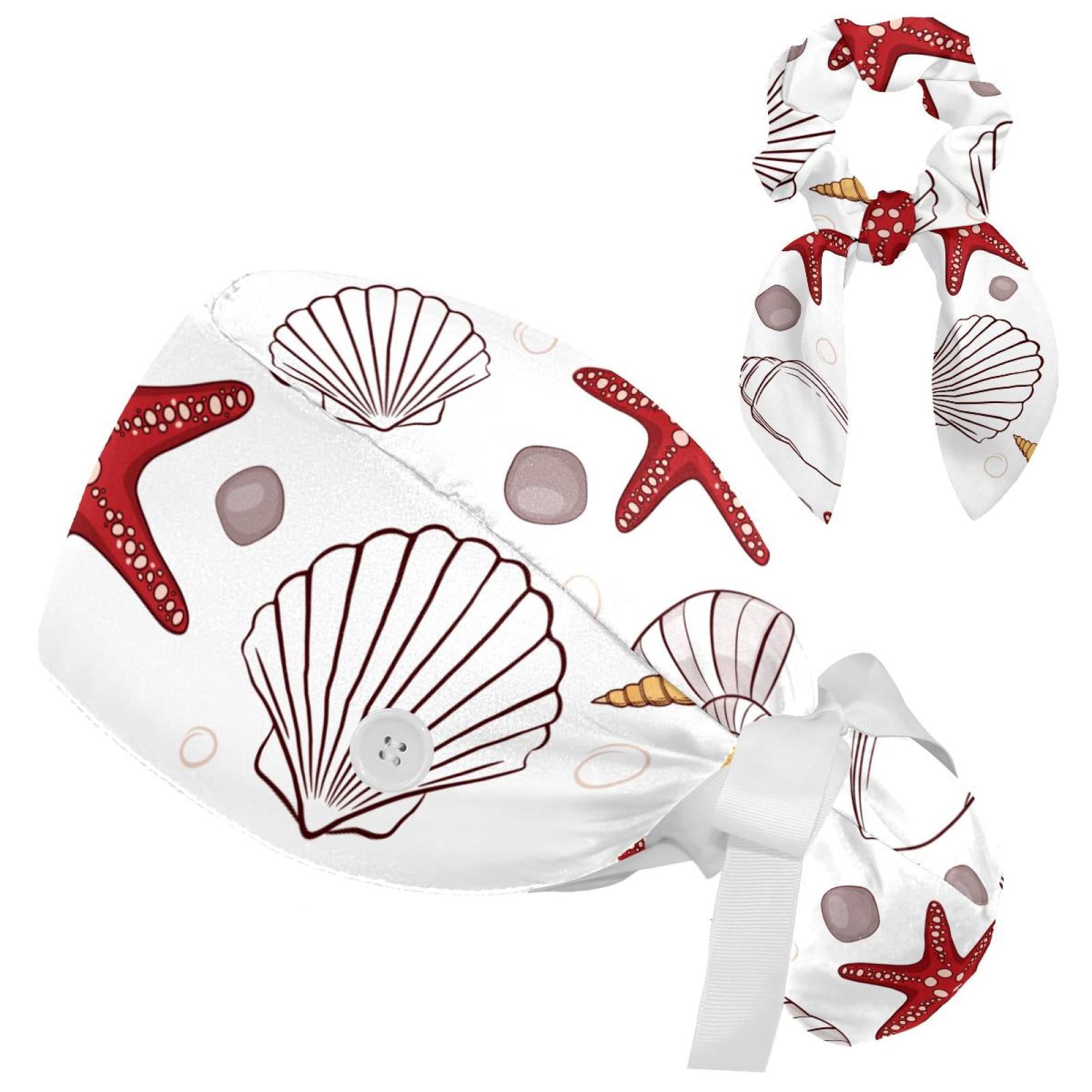 Working Cap with Buttons and Sweatband Scrub Hat Bouffant Caps with ...