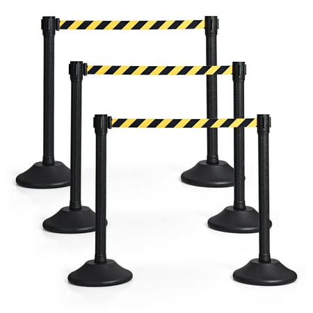 Costway 6Pcs Stanchion Post Crowd Control Barriers Queue Pole w ...