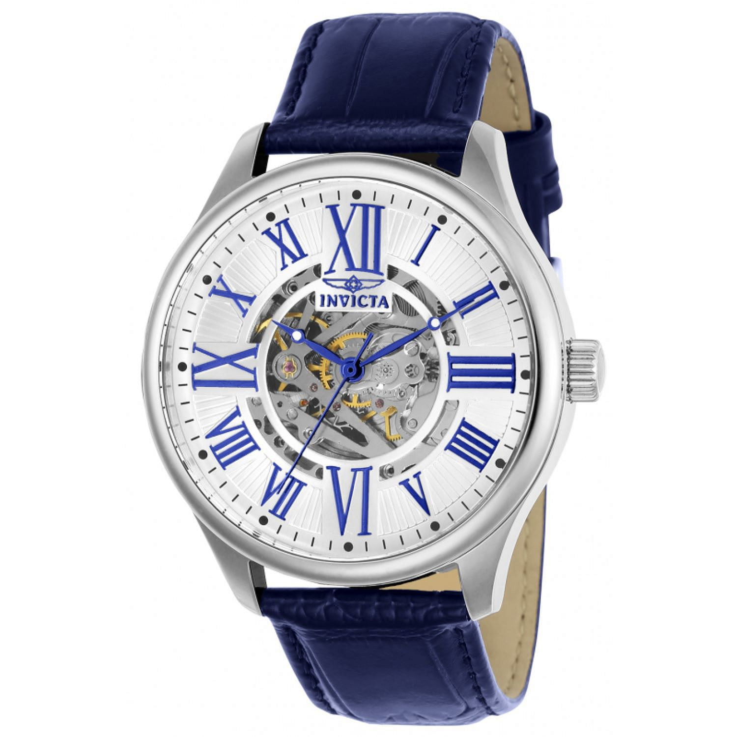 Invicta Men's 22567 Vintage Automatic Blue Genuine Leather Silver-Tone ...