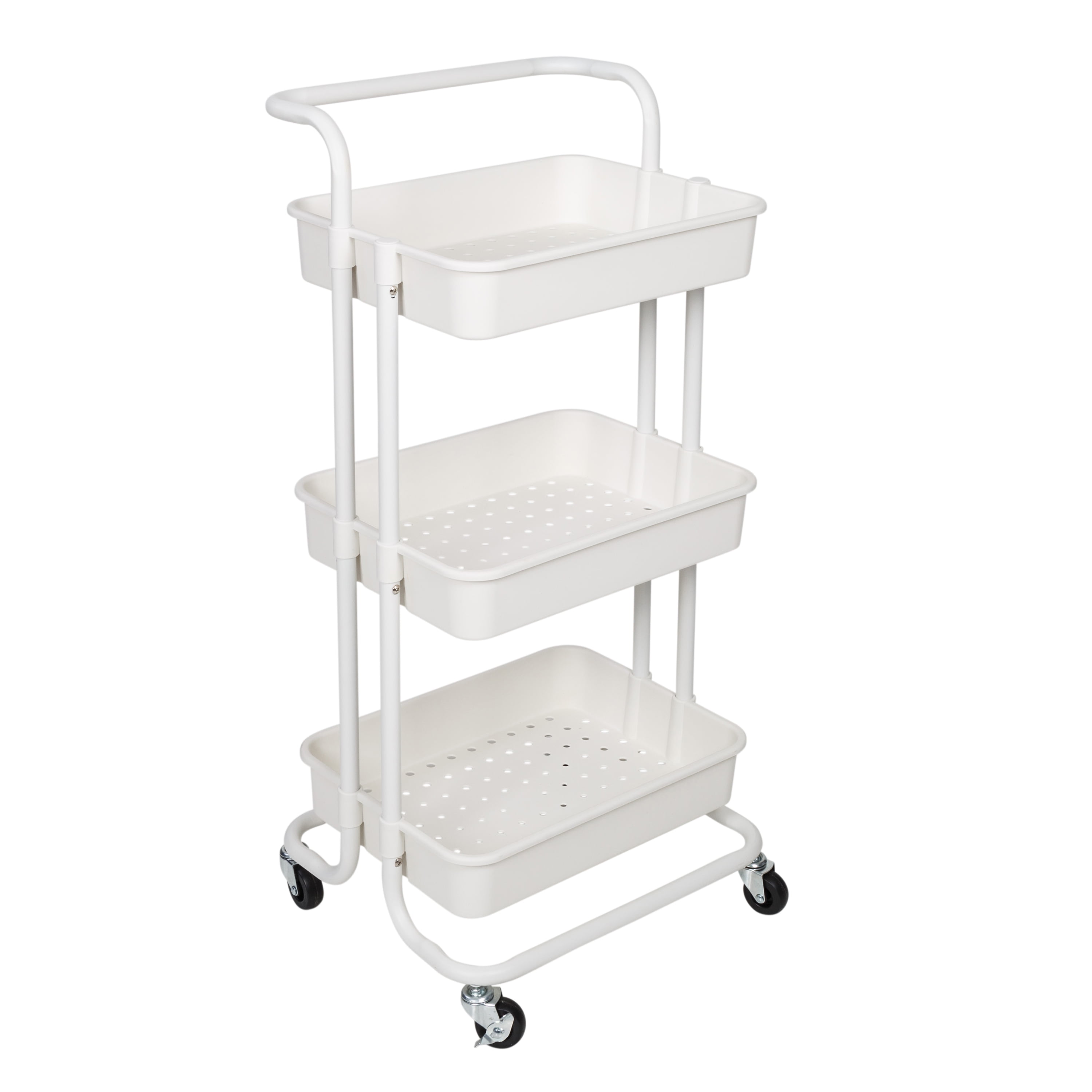Honey Can Do, 3 Tier Rolling Craft Cart with Handle, White - Walmart.com