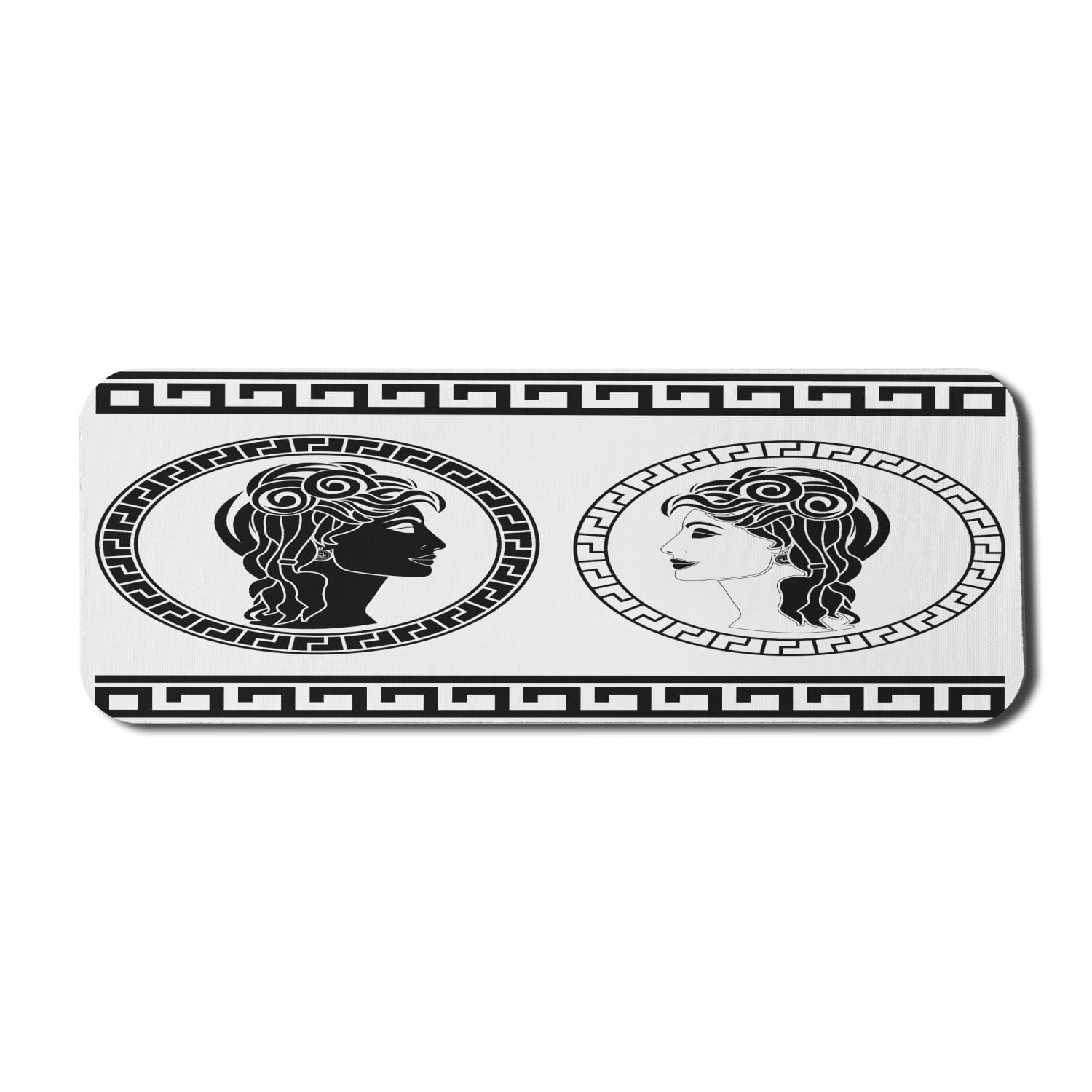 Retro Computer Mouse Pad, Roman Aristocrat Woman Profiles Circular ...