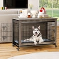 Uforic 38" Dog Crate Furniture with Cushion & Tray, Wooden Indoor Dog ...