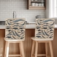 Blue Ocean Whales Chair Back Covers, Retro Coastal Underwater Animal ...