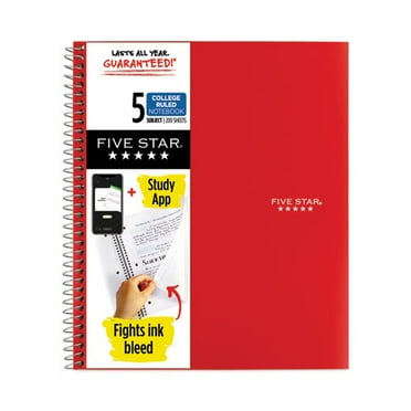5 Subject Notebook - College Ruled - Durable Poly Cover/5 Poly Pockets ...