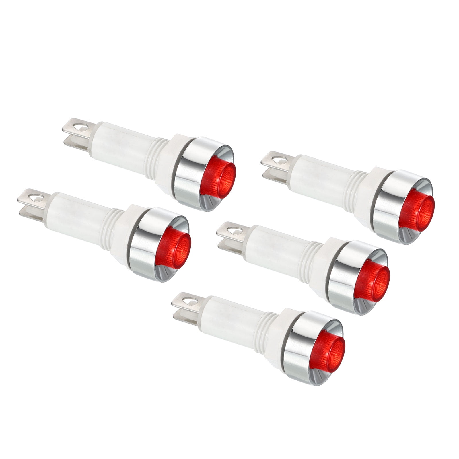 Uxcell AC/DC 110V 10mm Red LED Signal Indicator Lights, 5 Pack ...