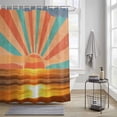 Abstract Sunset Shower Curtain for Bathroom, Seaside Orange Landscape ...