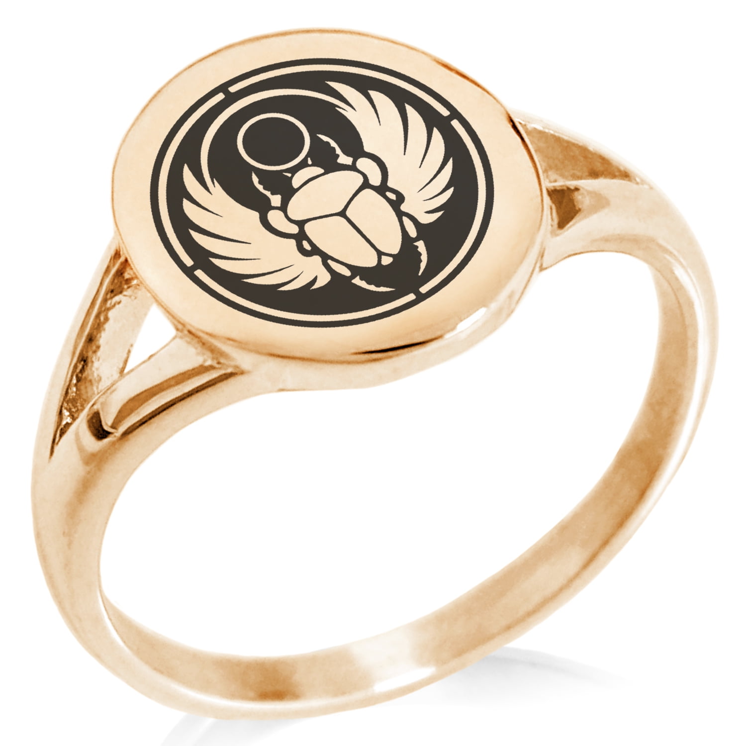 Stainless Steel Scarab Beetle Sun Ring Minimalist Oval Top Polished ...