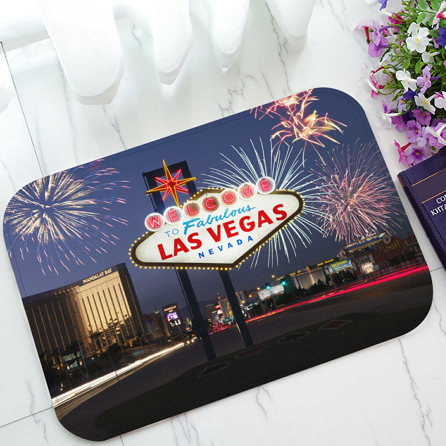 ECZJNT Welcome to Fabulous Las Vegas Nevada fireworks Doormat Bath Mat ...