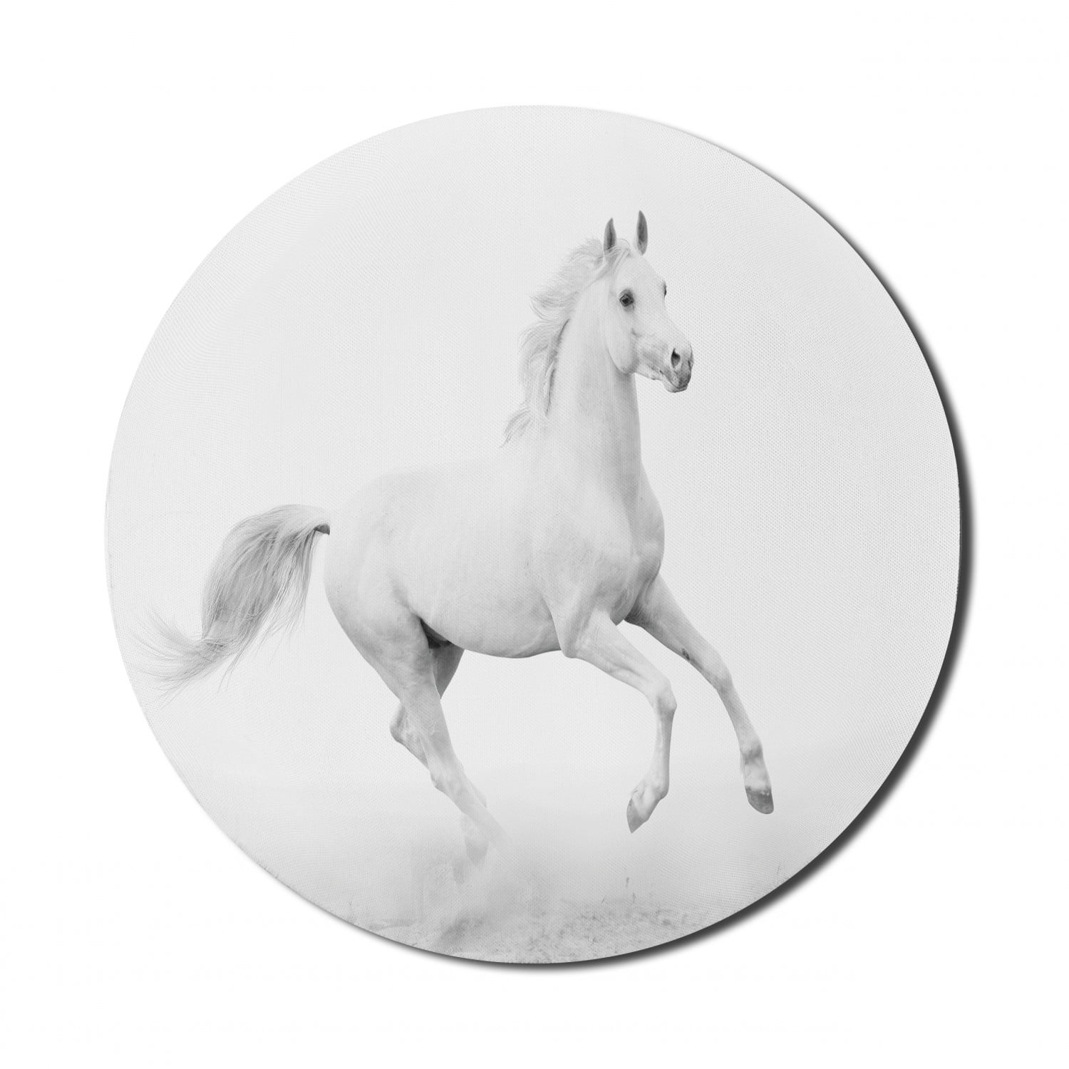 Black and White Mouse Pad for Computers, White Stallion Running Horse ...