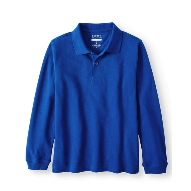 George Boys School Uniforms Long Sleeve Pique Polo Shirt - Walmart.com