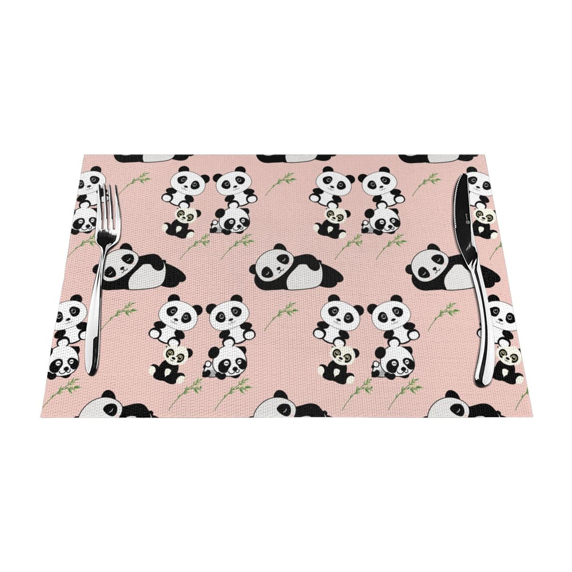 XMXY Woven Placemats Set of 4 PCS, Cartoon Pink Panda Table Mats ...