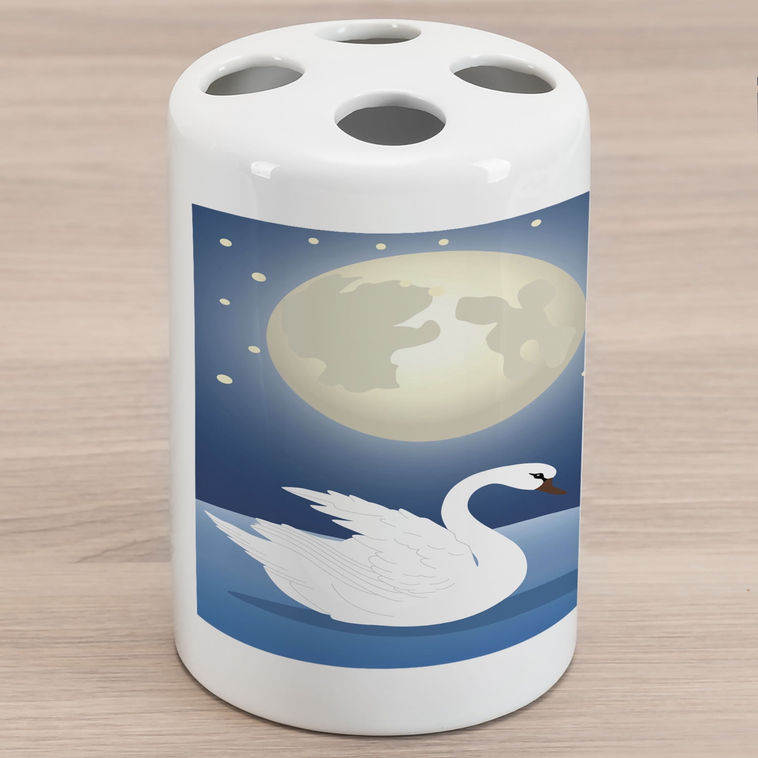 Swans Ceramic Toothbrush Holder, Romantic Moonlight Sky View at Night ...