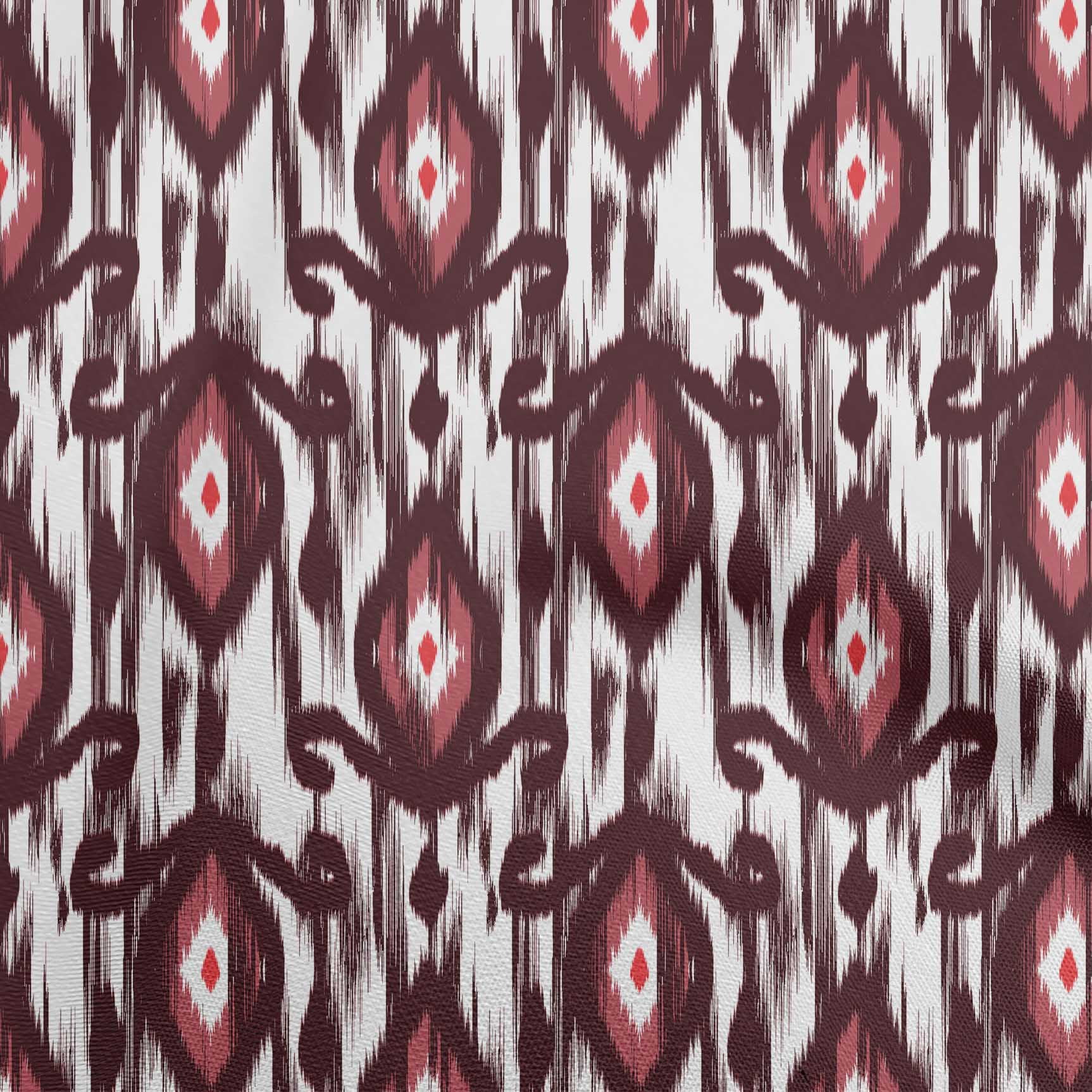 oneOone Cotton Poplin Maroon Fabric Ikat Diy Clothing Quilting Fabric ...