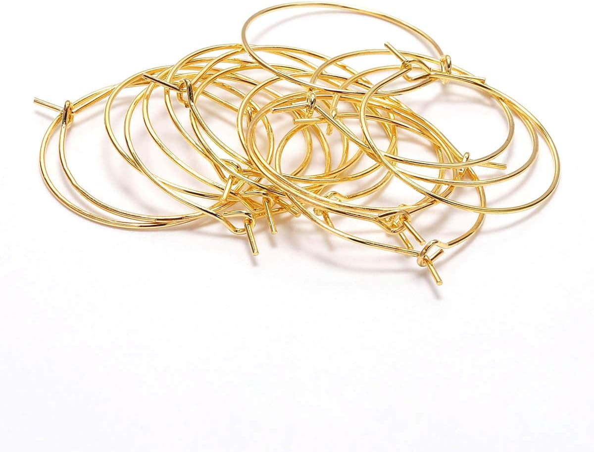 50pcs/lot 20 mm Gold Hoops Earrings Metal Big Circle Ear Wire Hoops ...