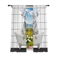 Farm Animal Pattern Sheer Curtains for Living Room Bedroom, Gray Shower ...