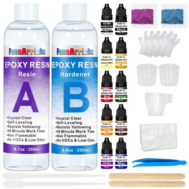 FansArriche Epoxy Resin - 18.5 Ounce Crystal Clear Resin Kit, Non-Toxic ...