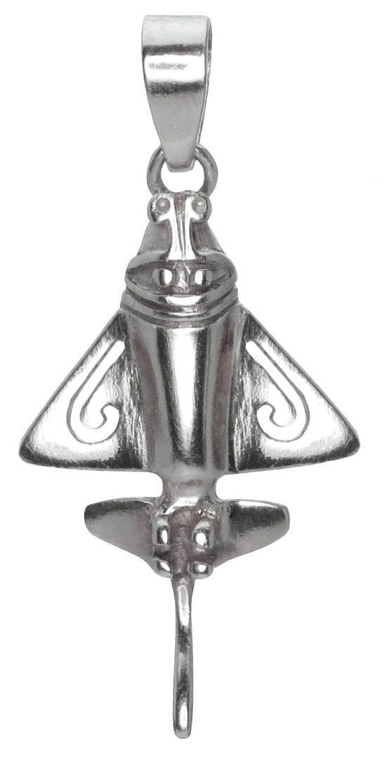 Across The Puddle, Ancient Golden Jet .950 Silver 1.4in Pendant with ...