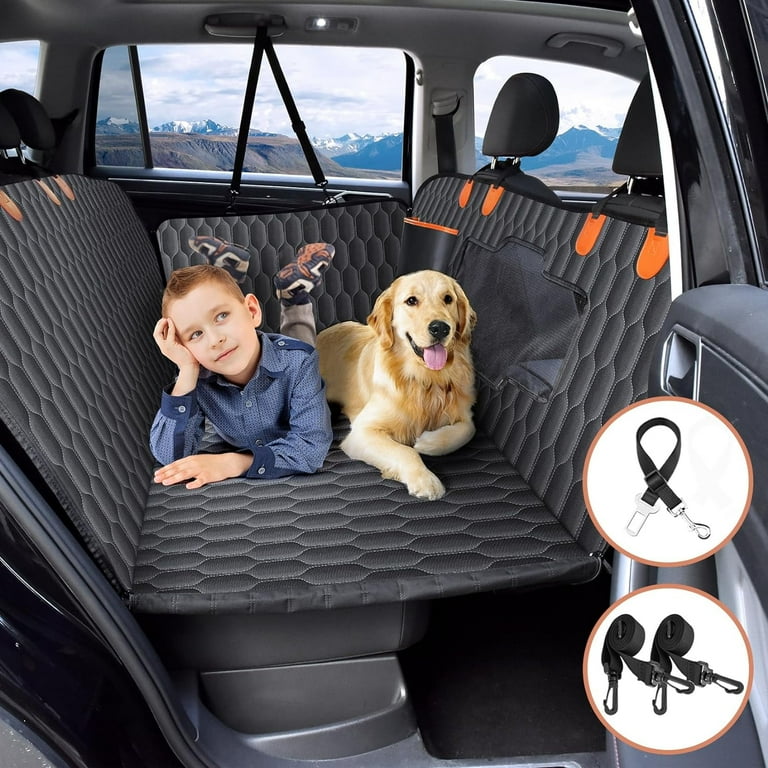 Mpow Back Seat Extender for Dogs Supports 330lb Waterproof Dog Car Seat Cover for Back Seat Hard Bottom Detachable 600D Heavy Duty Scratch Proof